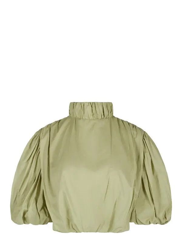 SHIKANZY Holly Balloon Soft Cotton Voile Crop Top Sage - Green