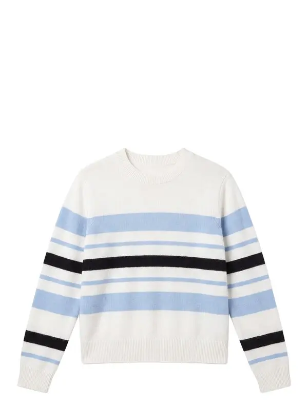 BRODIE CASHMERE Beach Embroidery Cashmere Crew Neck Jumper - Blue