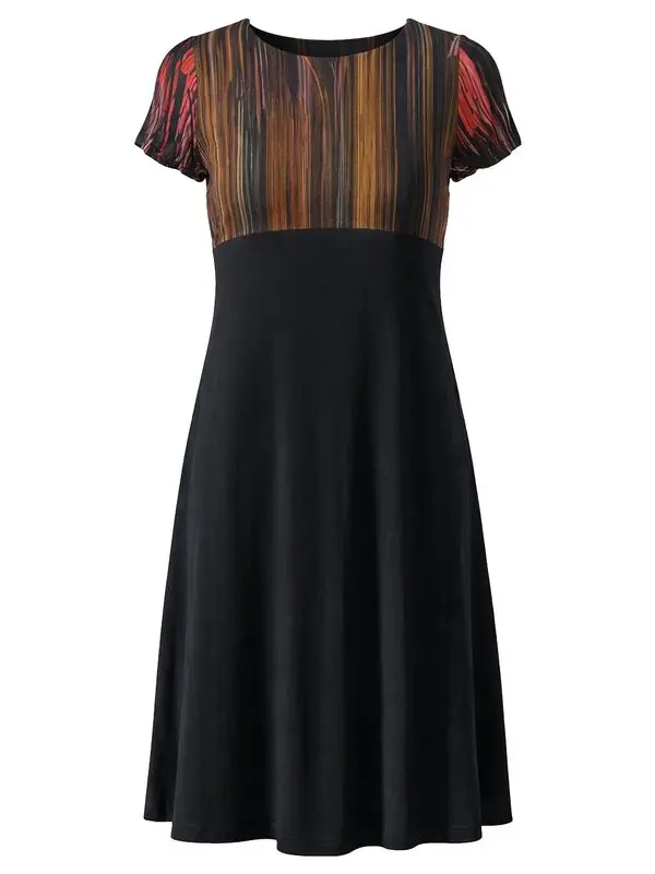CONQUISTA Art Panel A-line Dress - Brown