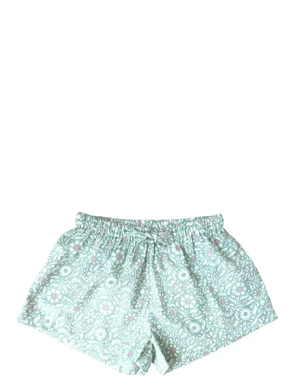 LIME TREE DESIGN Flora Pastel Print Cotton Sleep Shorts - Green