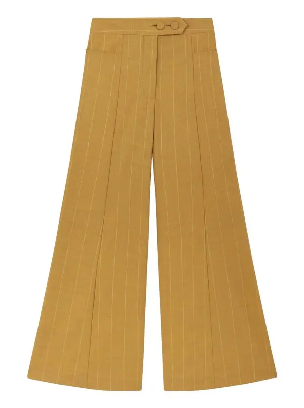AMANDA THOMPSON COUTURE Wool Mustard Pinstripe Trousers - Yellow