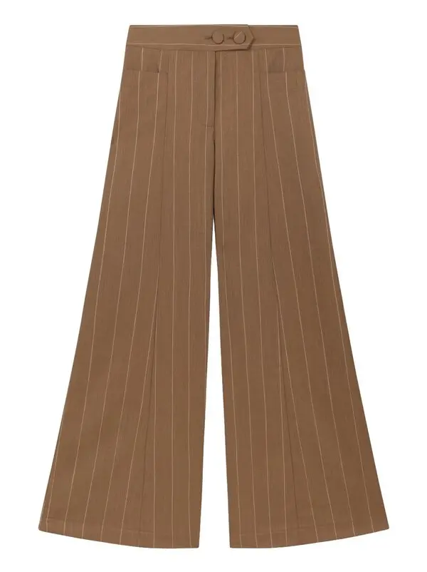 AMANDA THOMPSON COUTURE Wool Flared Trousers - Brown