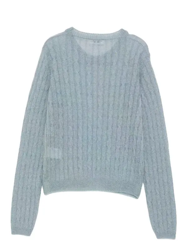 ROBERTO COLLINA Cable Knit Metallic Thread Sweater - Blue