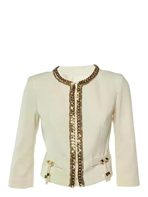 Elisabetta Franchi Cady Jacket With Chain Trim - Neutrals