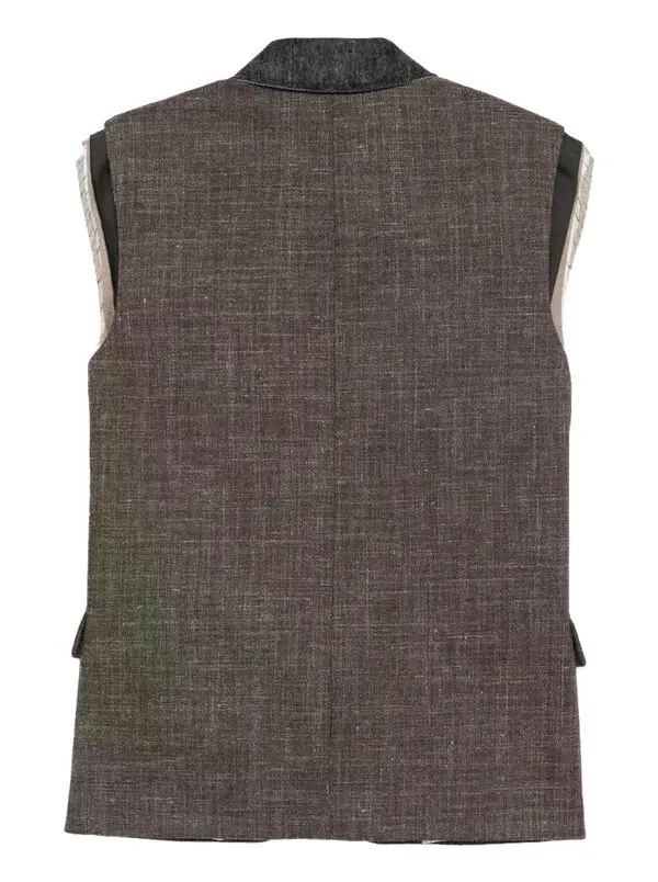 ALYSI Raw-edge Notched-lapel Gilet - Brown