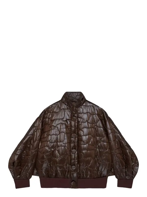 AMANDA THOMPSON COUTURE K-bomber Jacket With Oversized Bow Detail - Brown