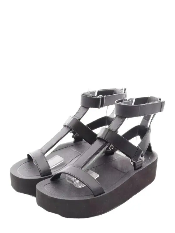 Hermès Leather Platform Sandals With H Buckle - Black