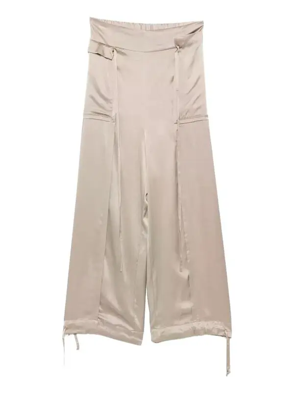 YEHUAFAN Drawstring-hem Palazzo Pants - Neutrals