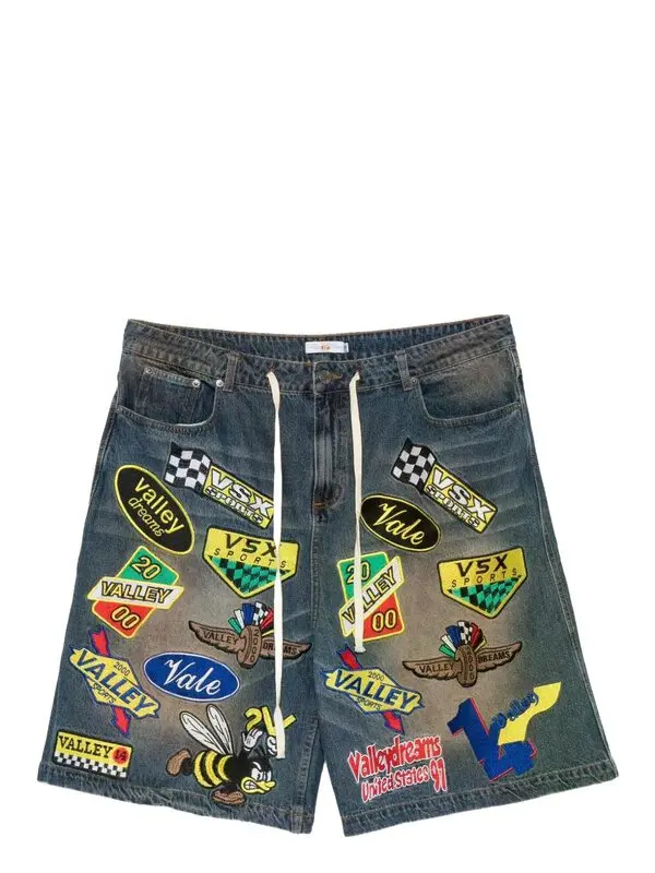 VALE FOREVER Patch-detail Drawstring Shorts - Blue