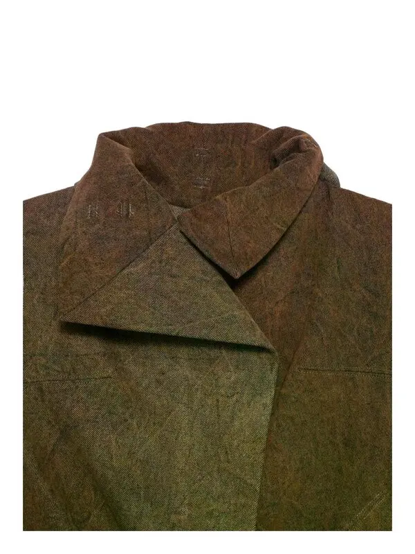 YEHUAFAN Cropped Buckled Denim Jacket - Brown