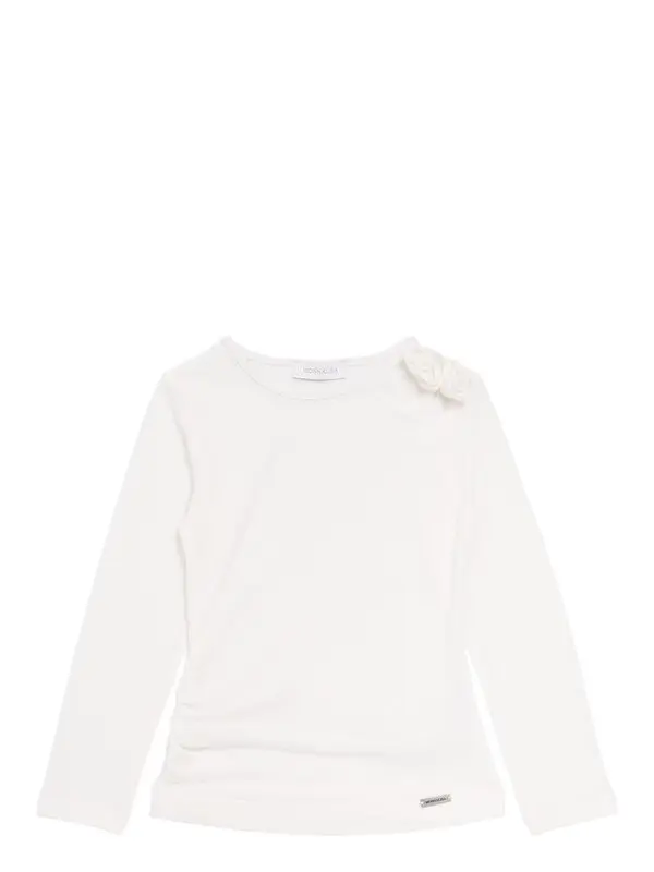 Monnalisa Draped Rose Long-sleeve T-shirt - Ivory