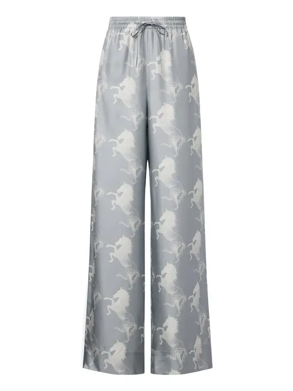 Stella McCartney Printed Silk Satin Wide-leg Trousers - Blue
