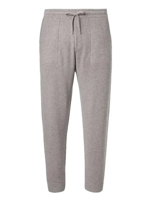 Brunello Cucinelli Ribbed-knit Cashmere Sweatpants - Beige