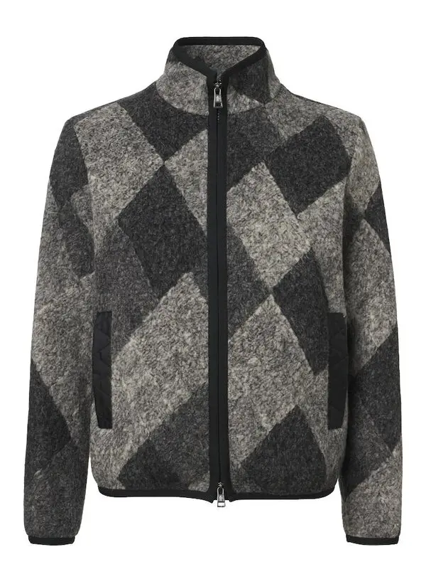 Moncler Argyle Wool-blend Zip-up Jacket - Grey