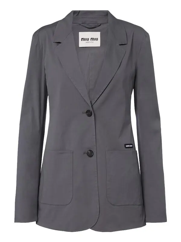 Miu Miu Cotton-blend Poplin Blazer - Grey