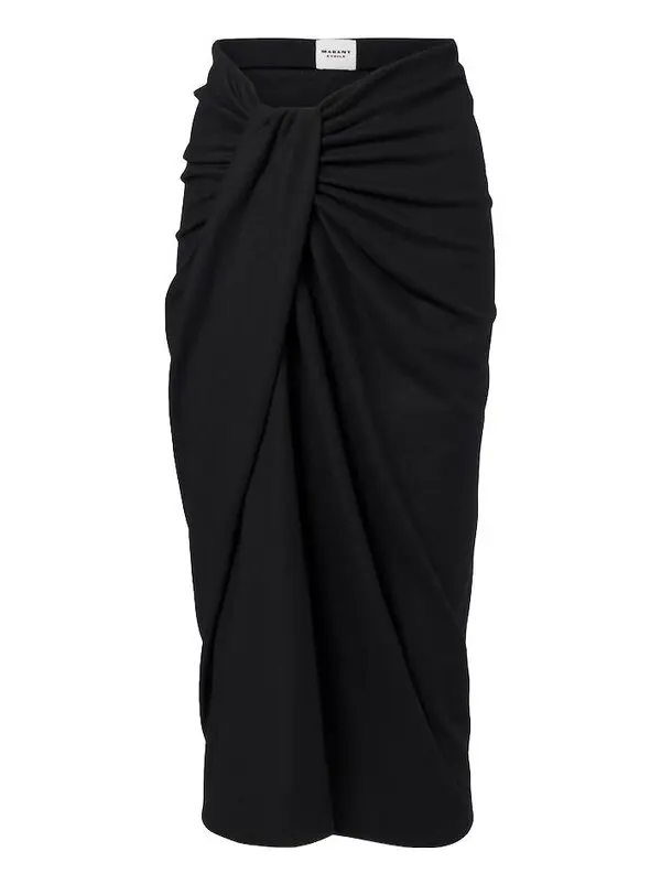 MARANT ETOILE Jeldia Draped Midi Skirt - Black