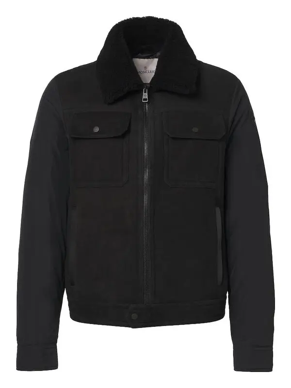 Moncler Shearling-trimmed Suede Down Jacket - Black