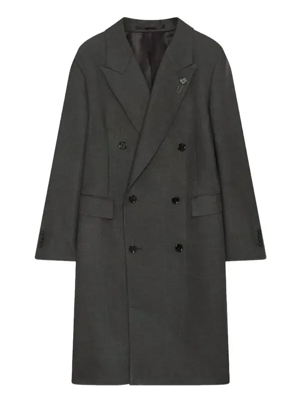 LARDINI Double-breasted Peak-lapels Coat - Grey
