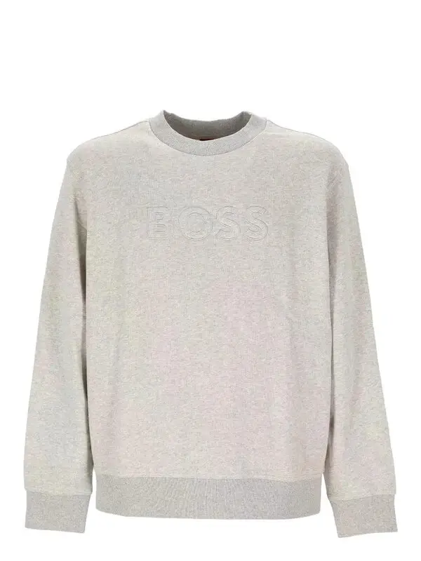 BOSS Logo-embroidered Cotton Sweater - Grey