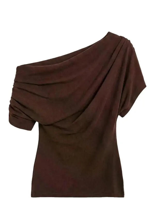 REFORMATION Iris Off-shoulder Knitted Top - Brown
