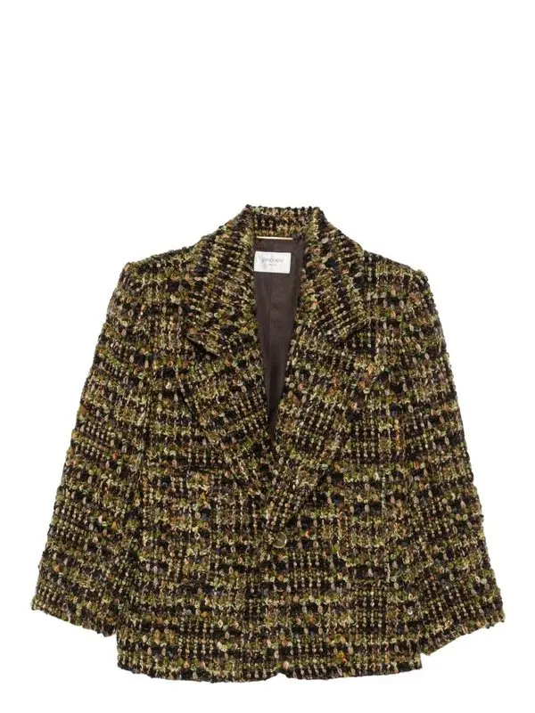 Saint Laurent Tweed Wool Blazer - Green