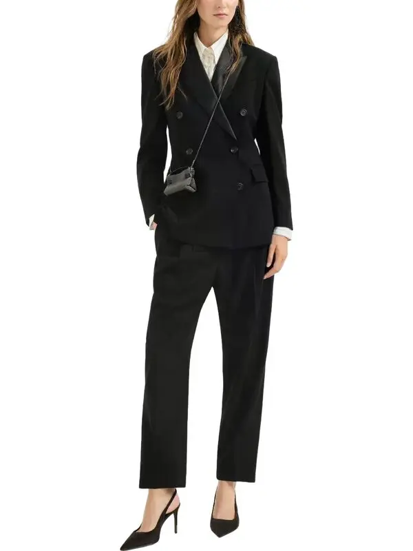 Brunello Cucinelli Viscose And Virgin-wool Tuxedo Trousers - Black