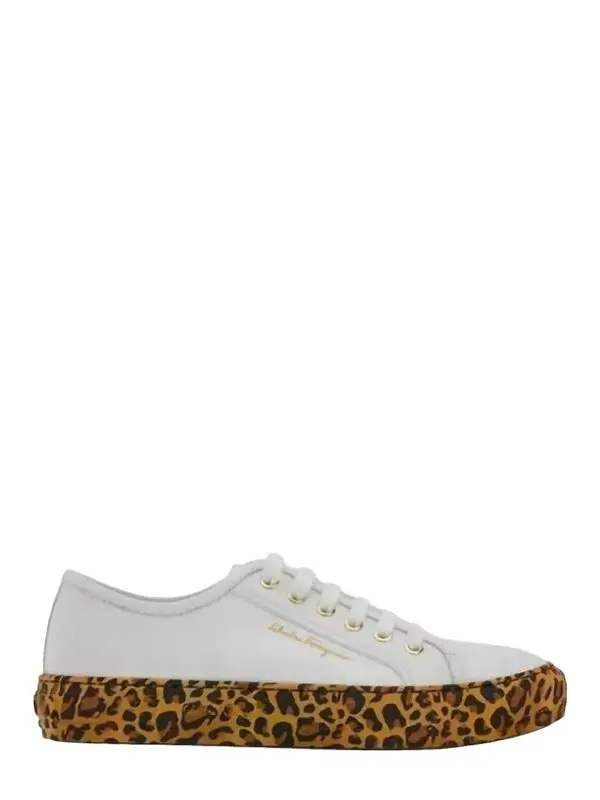 FERRAGAMO Gancini Leopard Print Sneakers - White