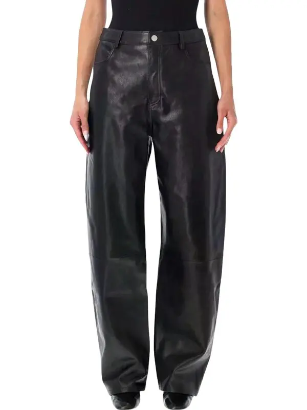 ARMA Leather Barrel Trousers - Black