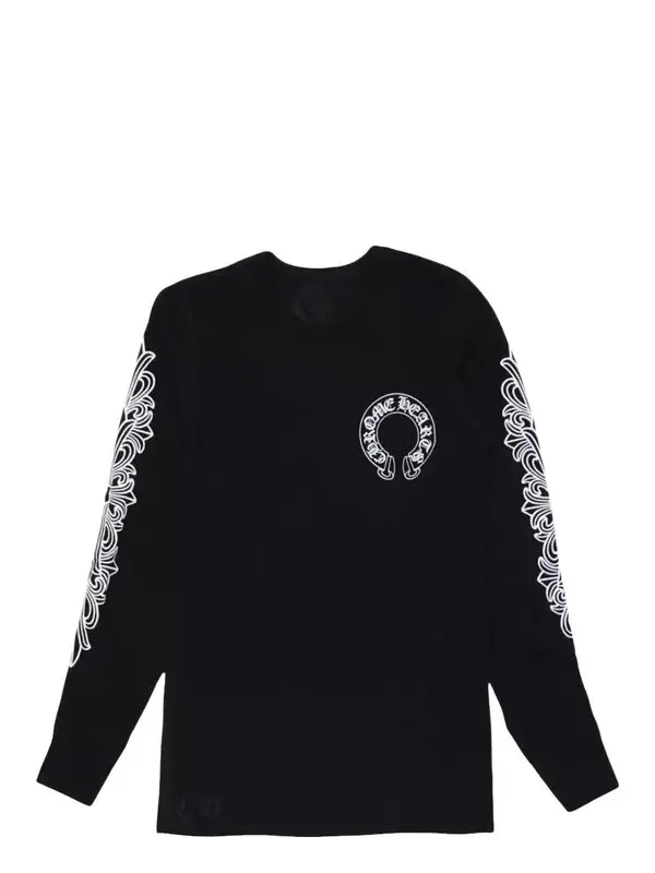 Chrome Hearts Horseshoe Print Waffle Knit Long Sleeve T-shirt - Black