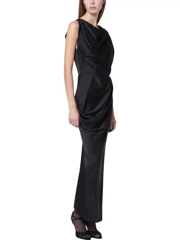 VIVIENNE WESTWOOD Satin Draped Maxi Dress - Black