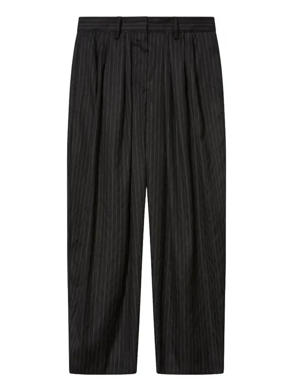 Isabel Marant Étoile Janice Virgin Wool Pinstripe Pleated Pants - Black