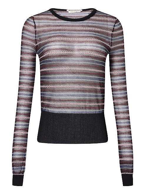 JW Anderson Sheer Fair Isle Knit Top - Black