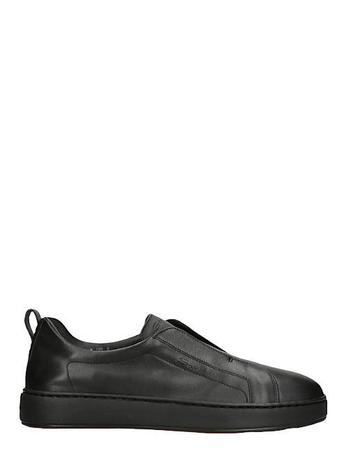 Santoni Victory Unlined Leather Trainers - Black