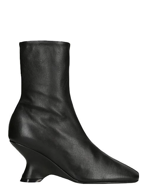 Dries Van Noten Wedge Leather Ankle Boots - Black