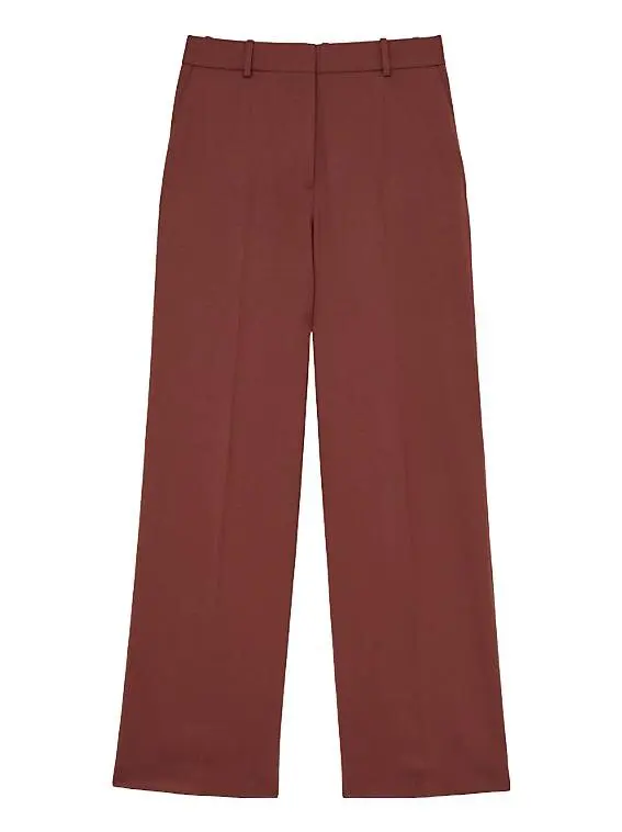 REISS Solene Wide-leg Wool-blend Trousers - Brick Red