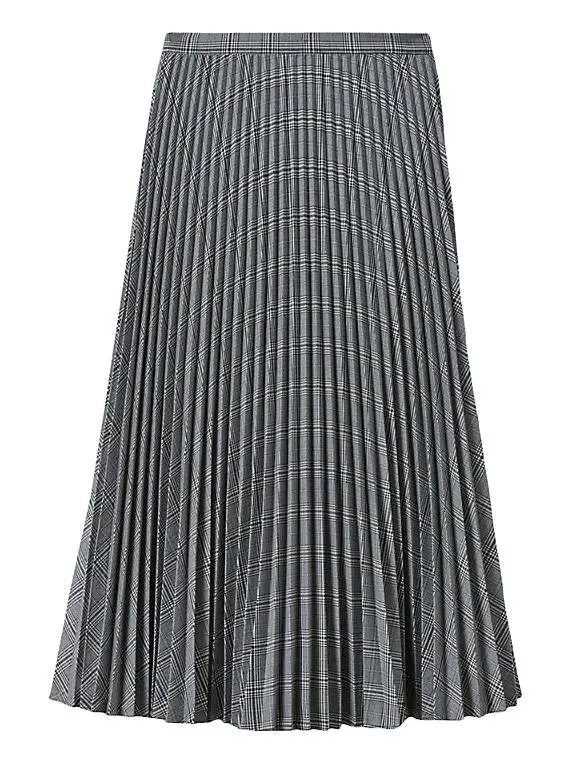 Whistles Checked Pleated Midi Skirt - Grey/multi