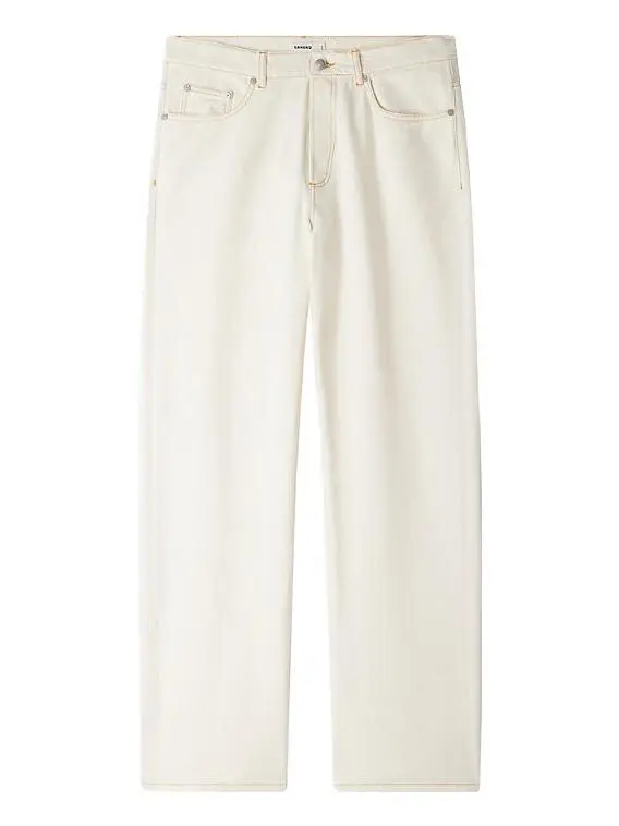Sandro Relaxed-fit Straight-leg Denim Jeans - Ecru