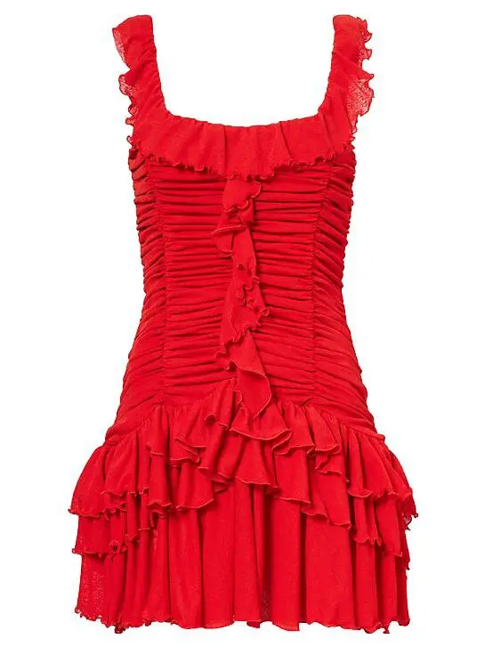 SIEDRES Gemma Ruched Jersey Mini Dress - Red