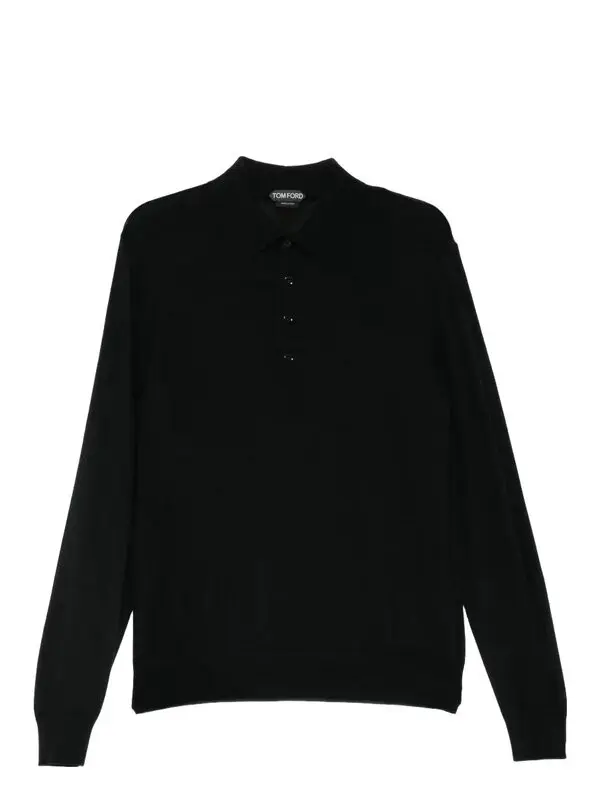 TOM FORD Long-sleeve Polo Shirt - Black