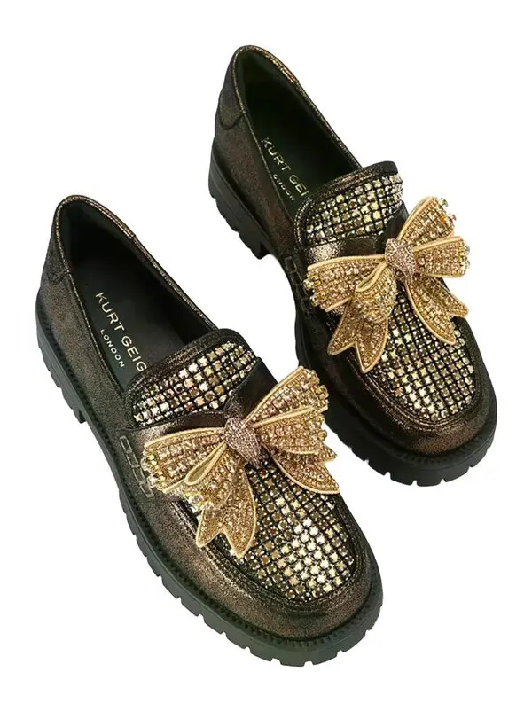 Kurt Geiger Embellished Bow Loafers - Brown