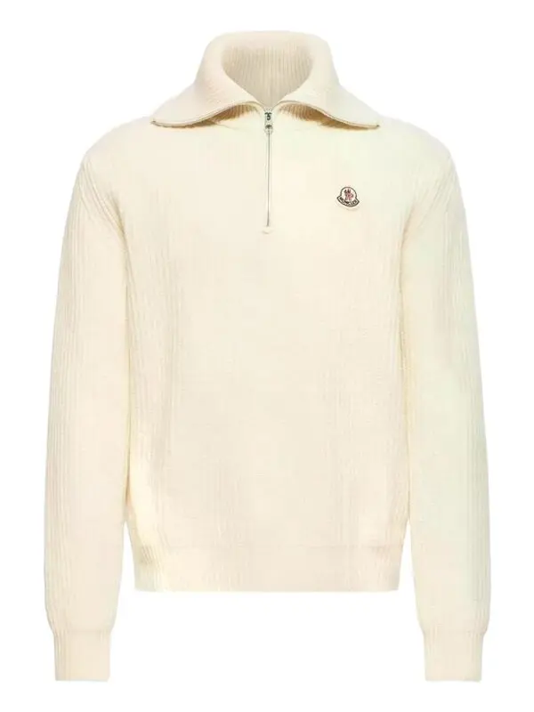 Moncler Ribbed-knit Half-zip Sweater - Neutrals