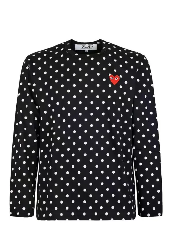 Play Comme Des Garcon Polka-dot Long-sleeve T-shirt - Black