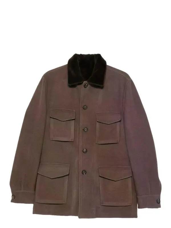 Eleventy Four-pocket Jacket With Contrast Collar - Brown
