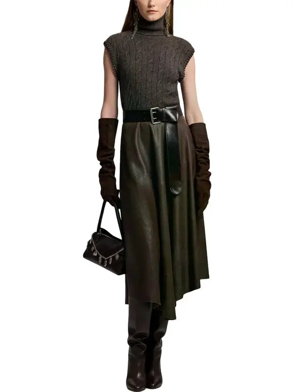 Ralph Lauren Cable-knit Chain-trim Sweater - Brown