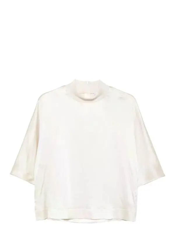 Peserico High-neck Short-sleeve Top - Neutrals