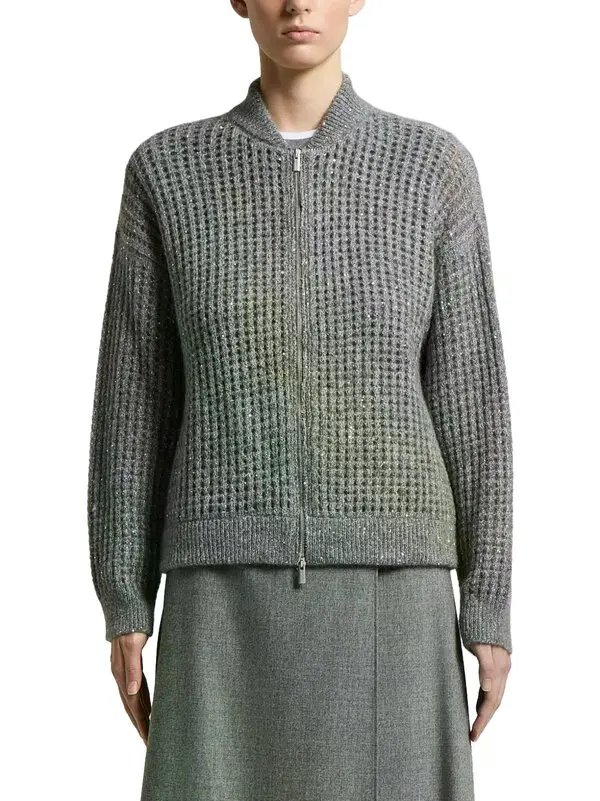 Peserico Open-knit Sequin Embellished Cardigan - Grey