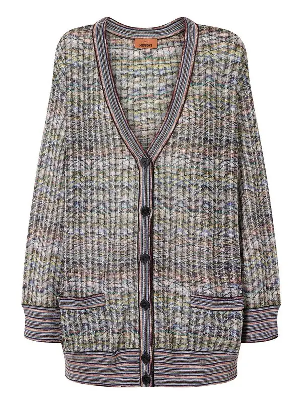 Missoni Striped Metallic Crochet-knit Cardigan - Multi