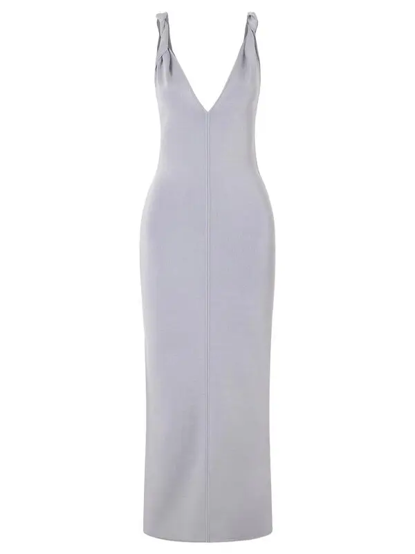 Galvan Twisted Tyra Stretch-knit Midi Dress - Gray