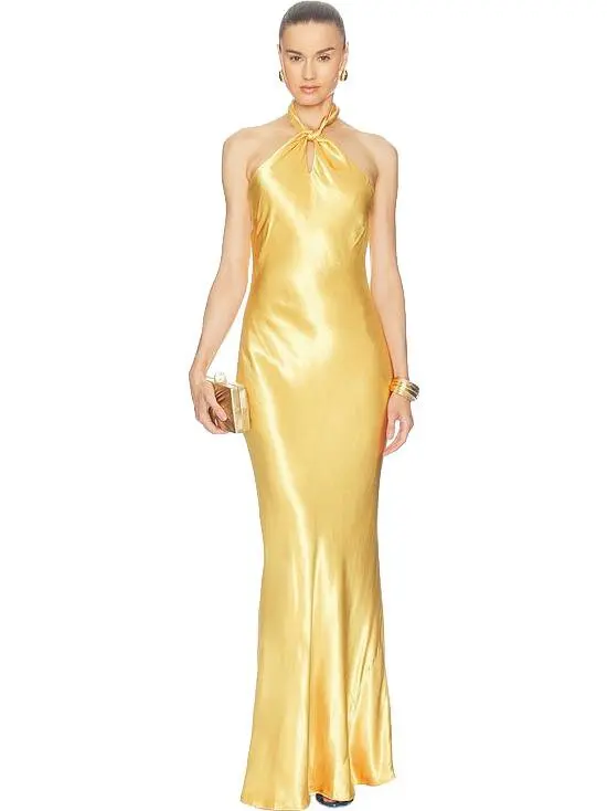 L'Agence Saphara Halter Gown - Yellow