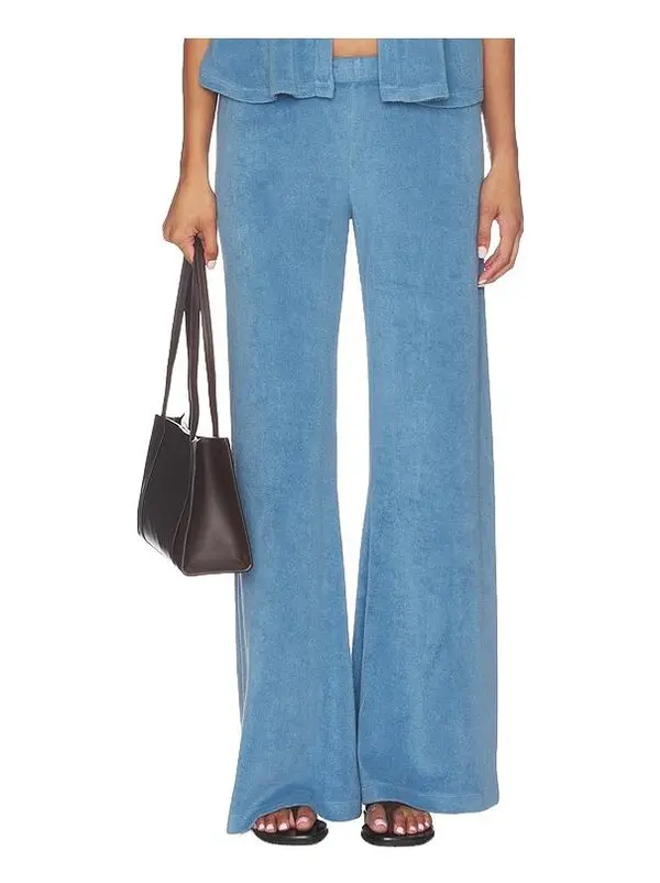 Citizens Of Humanity Nora Pull On Wide Leg Terrycloth Trousers - Blue